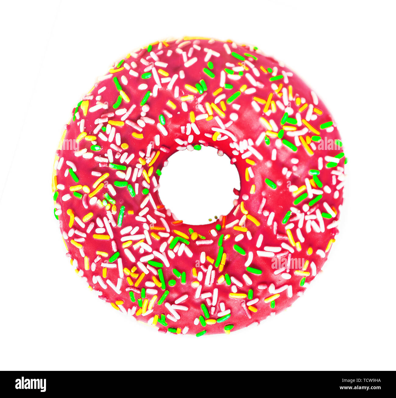 red donut with sprinkles isolated Stock Photo - Alamy