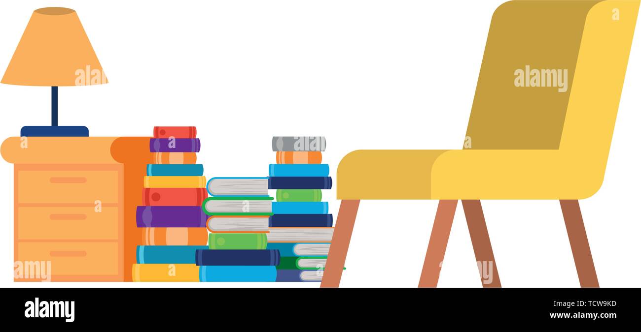 living room with couch and stack of books Stock Vector Image & Art - Alamy