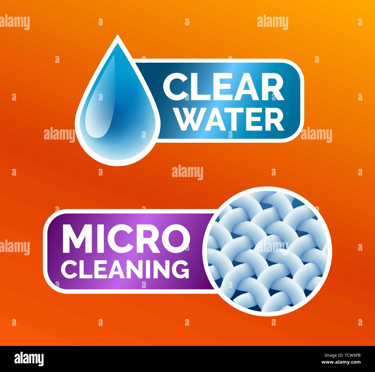 Washing clothes stickers set, stickers - micro cleaning, clear water ...