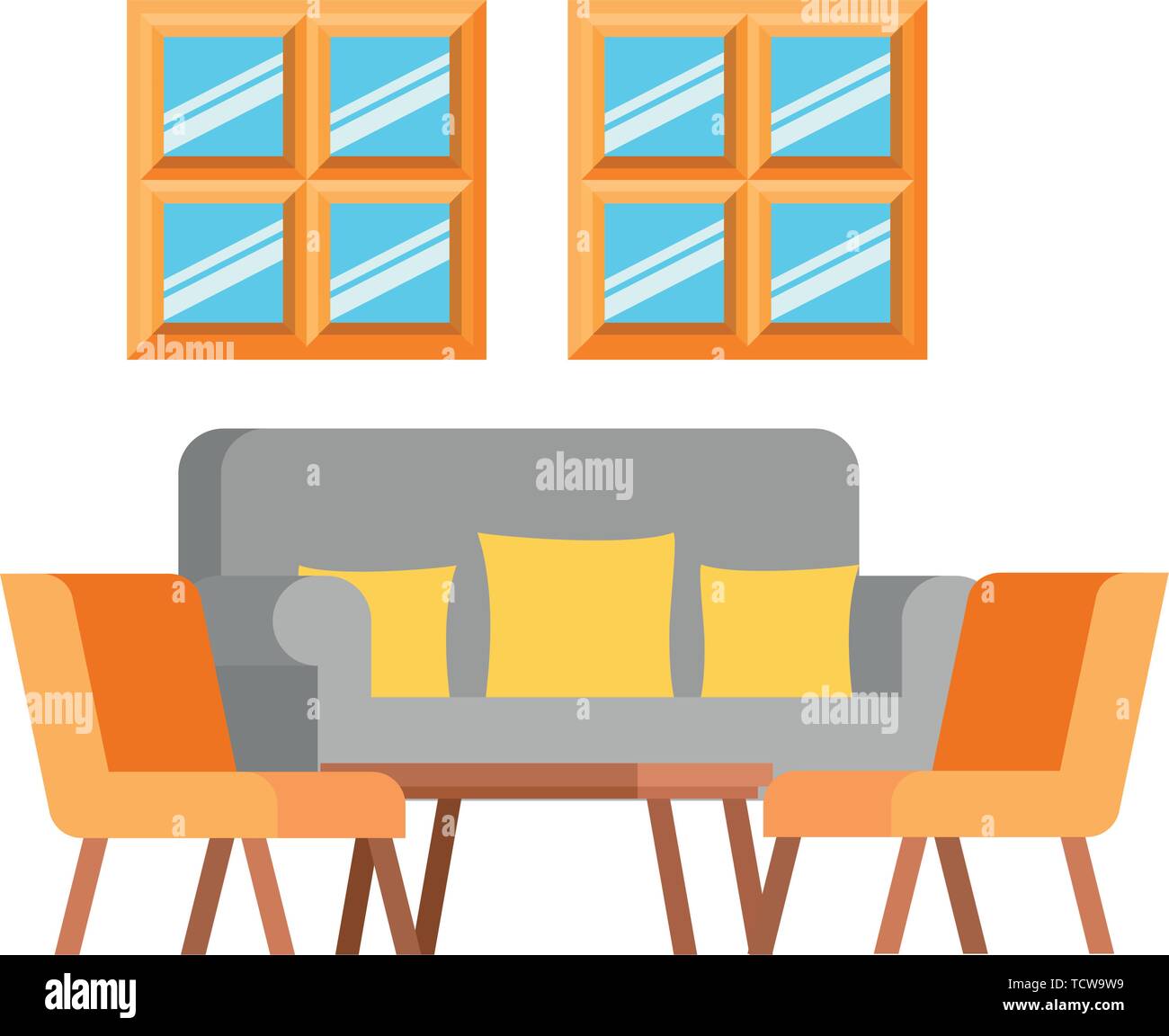 comfortable sofa in living room with white background Stock Vector ...