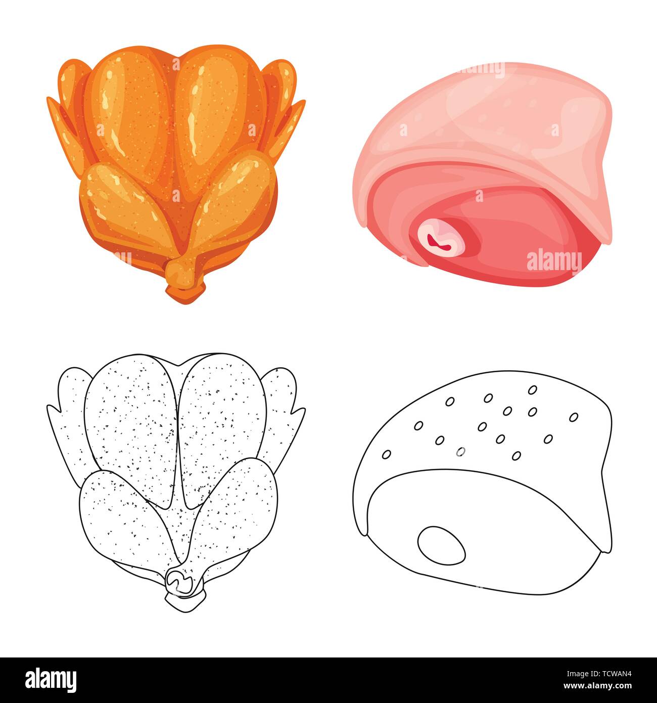 Vector design of product and poultry symbol. Collection of product and ...