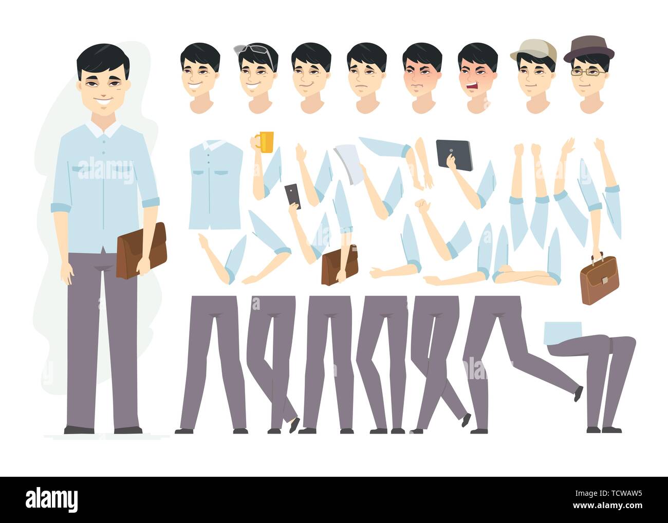 Chinese man - vector cartoon people character constructor Stock Vector ... Chinese man - vector cartoon people character constructor Stock Vector ...