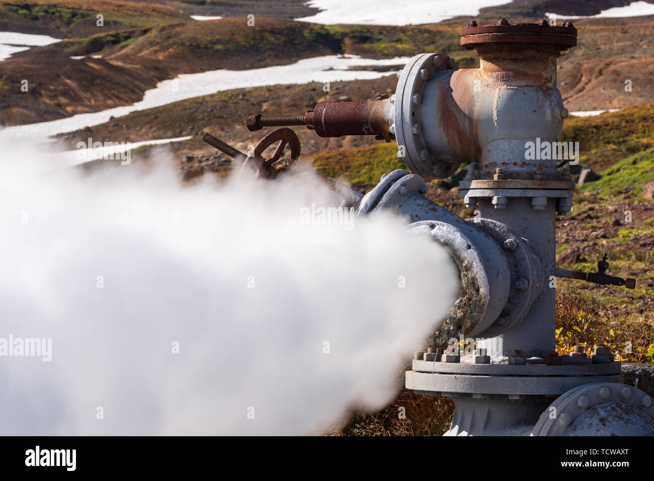 Emission of natural mineral thermal water, steam-water mixture from ...