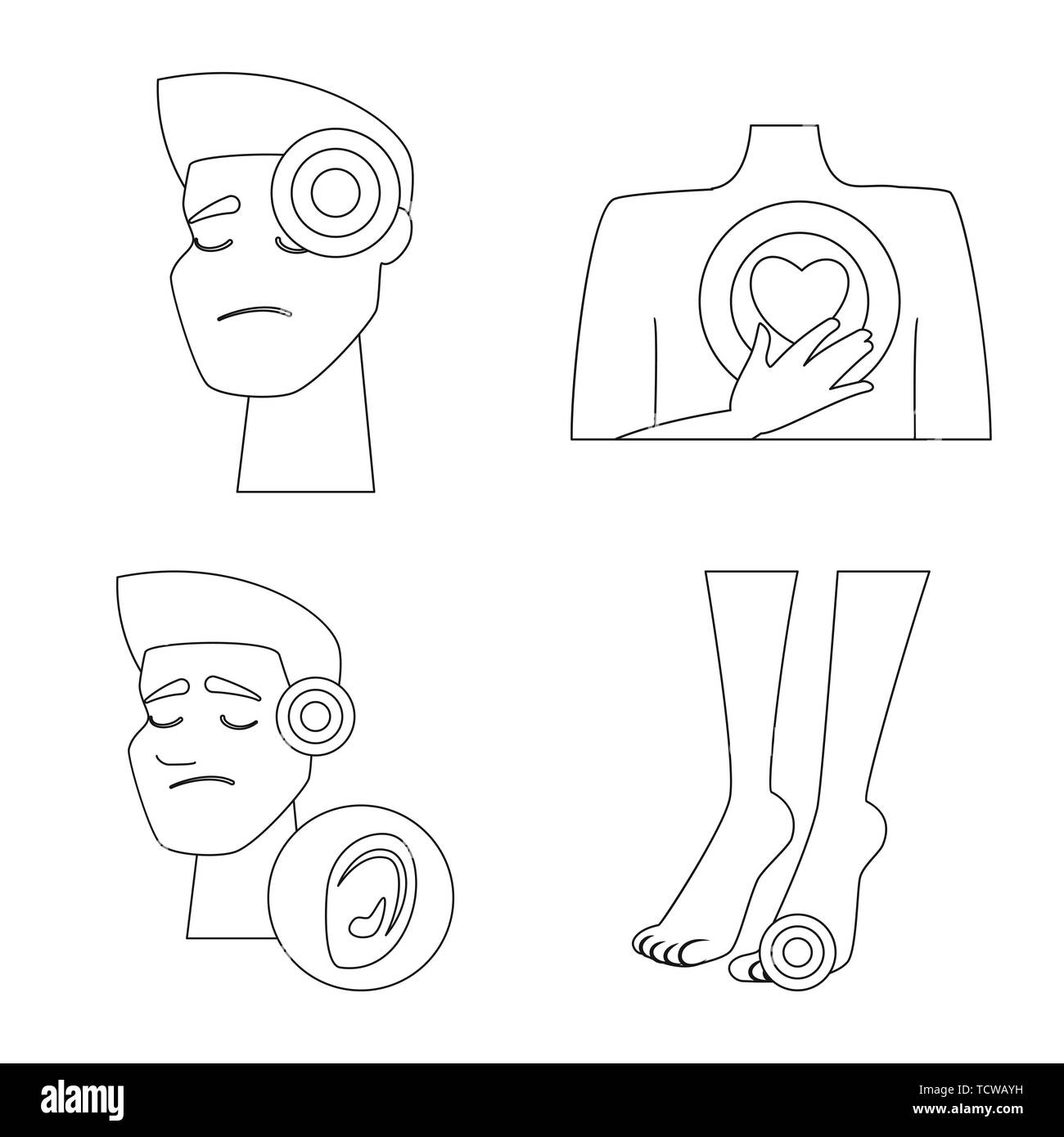 Vector design of bone and inflammation icon. Collection of bone and ...