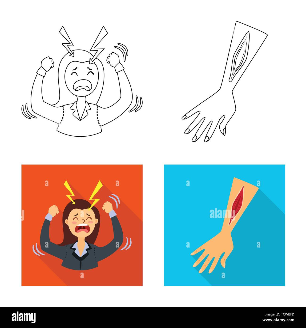 Vector design of medical and pain symbol. Collection of medical and ...