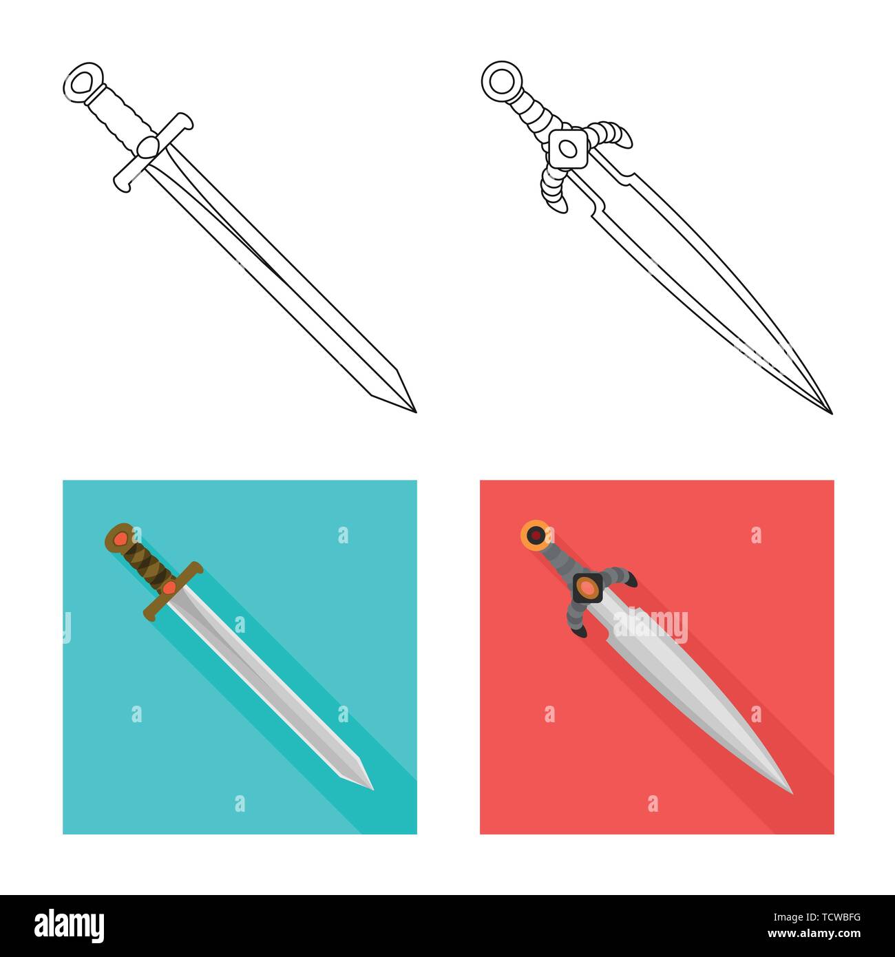 Vector design of game and armor sign. Collection of game and blade ...