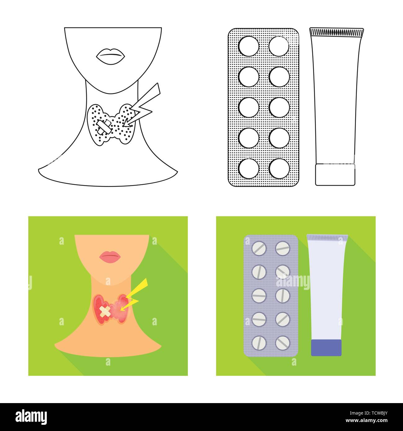 Vector illustration of medical and pain logo. Collection of medical and ...