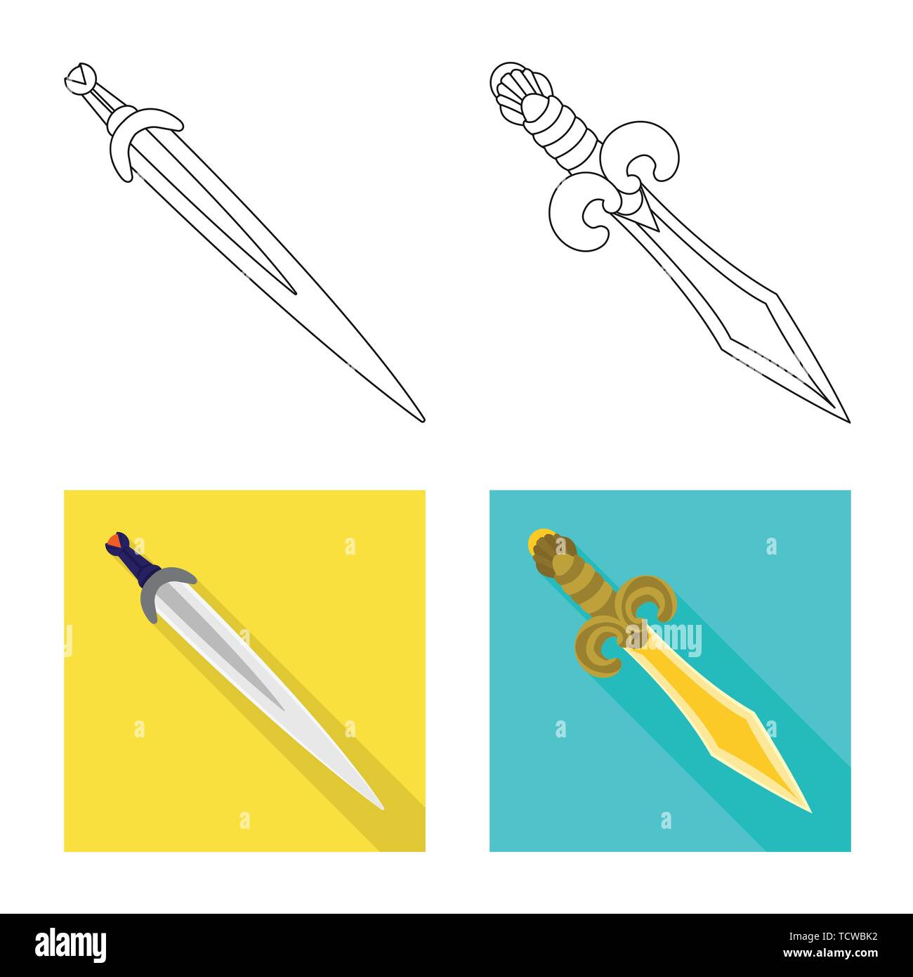 Vector design of game and armor sign. Collection of game and blade ...