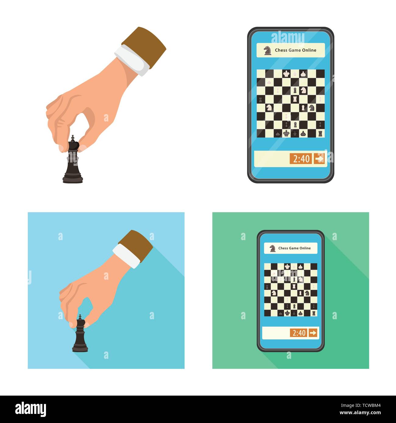 Vector design of checkmate and thin sign. Collection of checkmate and ...