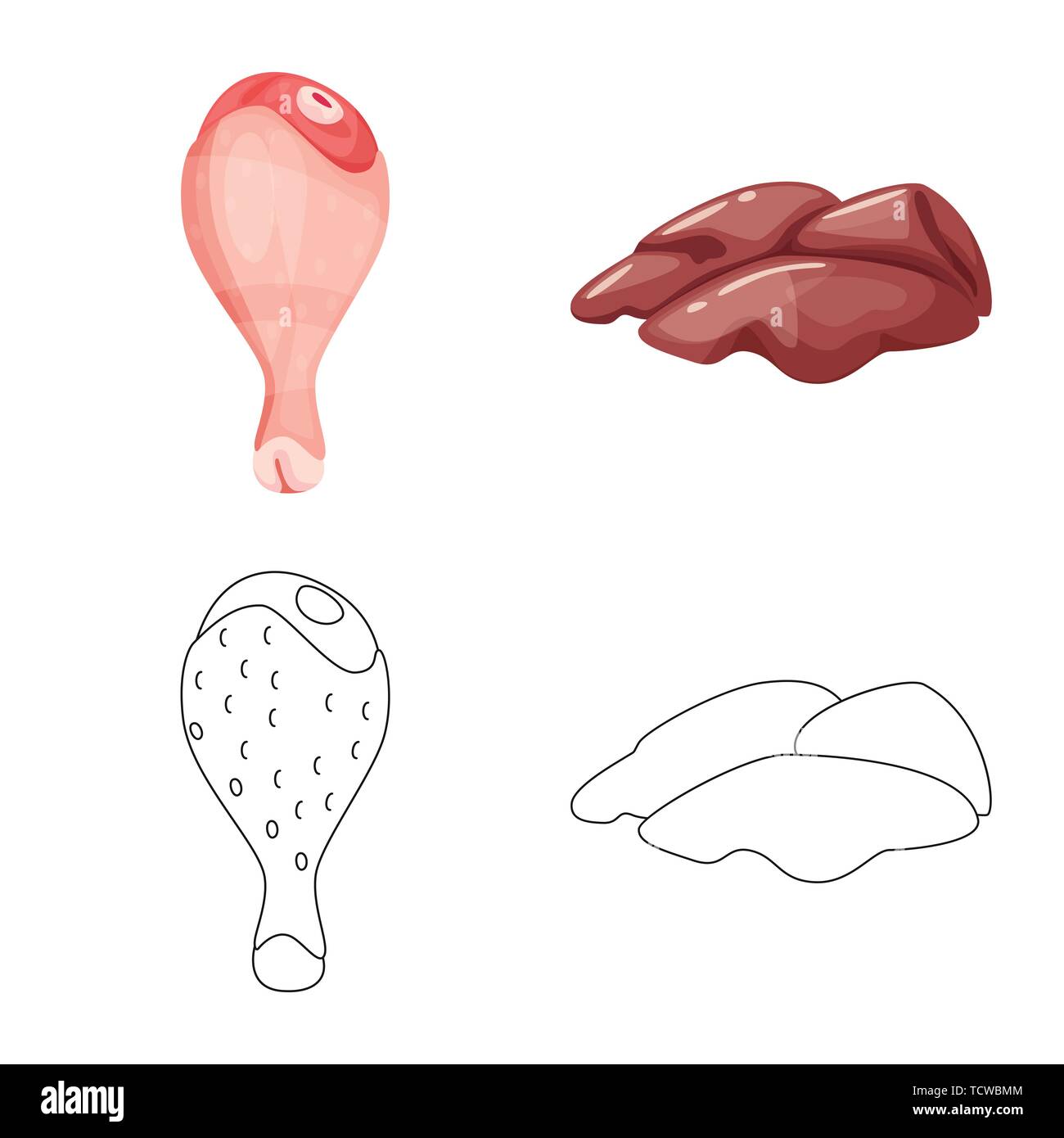 Vector illustration of product and poultry icon. Set of product and ...