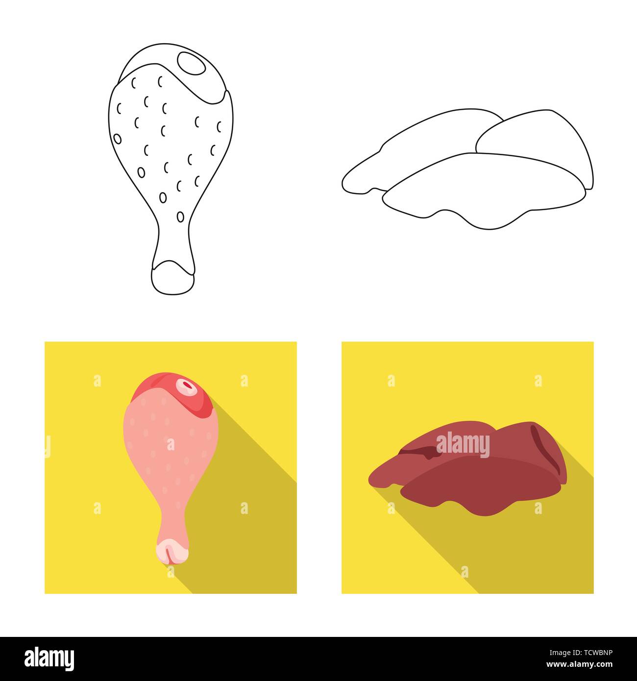 Vector design of product and poultry symbol. Set of product and ...