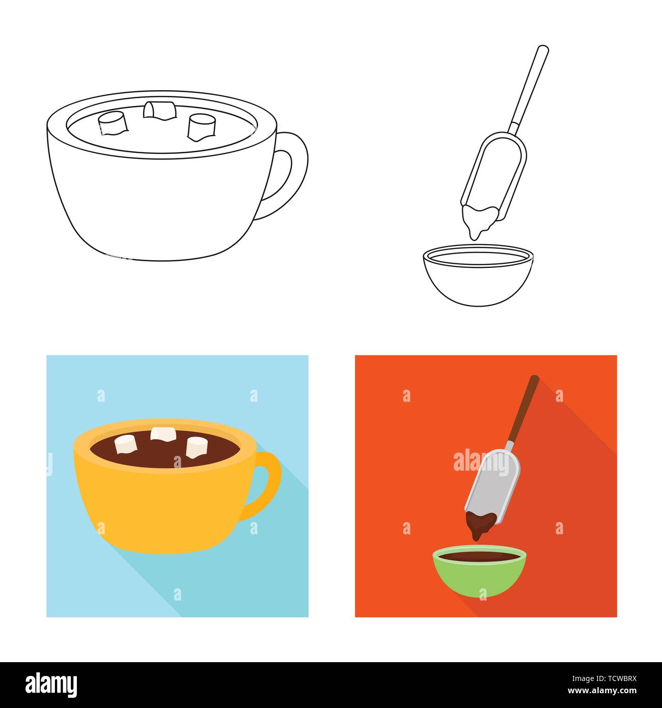 Vector design of food and yummy sign. Collection of food and brown ...