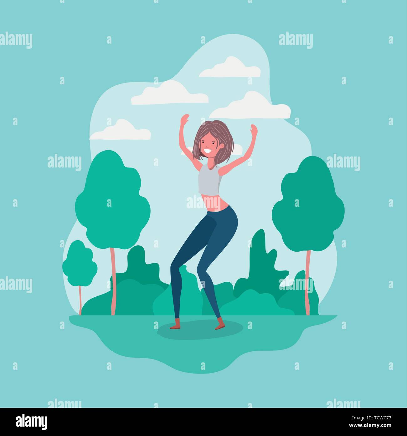 Avatar girl jumping in the park design Stock Vector Image & Art - Alamy