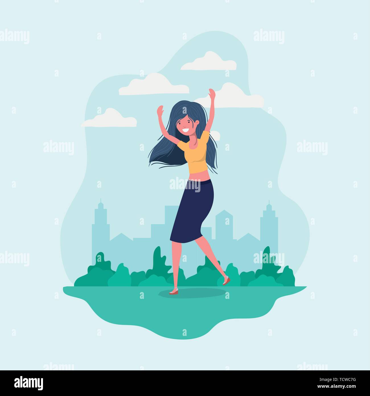 Avatar girl jumping in the park design Stock Vector Image & Art - Alamy