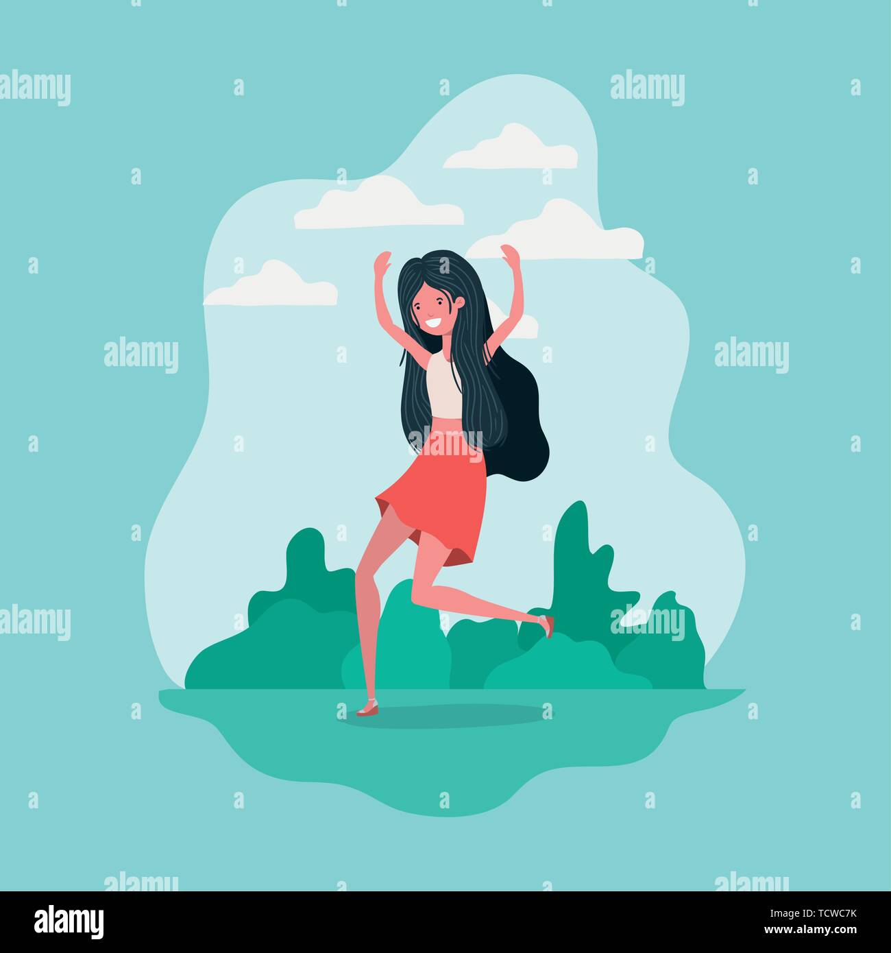 Avatar girl jumping in the park design Stock Vector Image & Art - Alamy