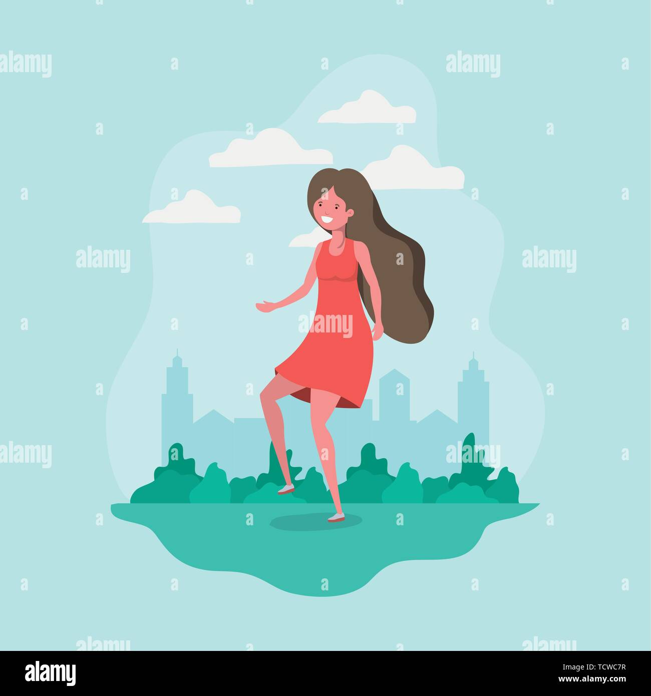 Avatar girl jumping in the park design Stock Vector Image & Art - Alamy