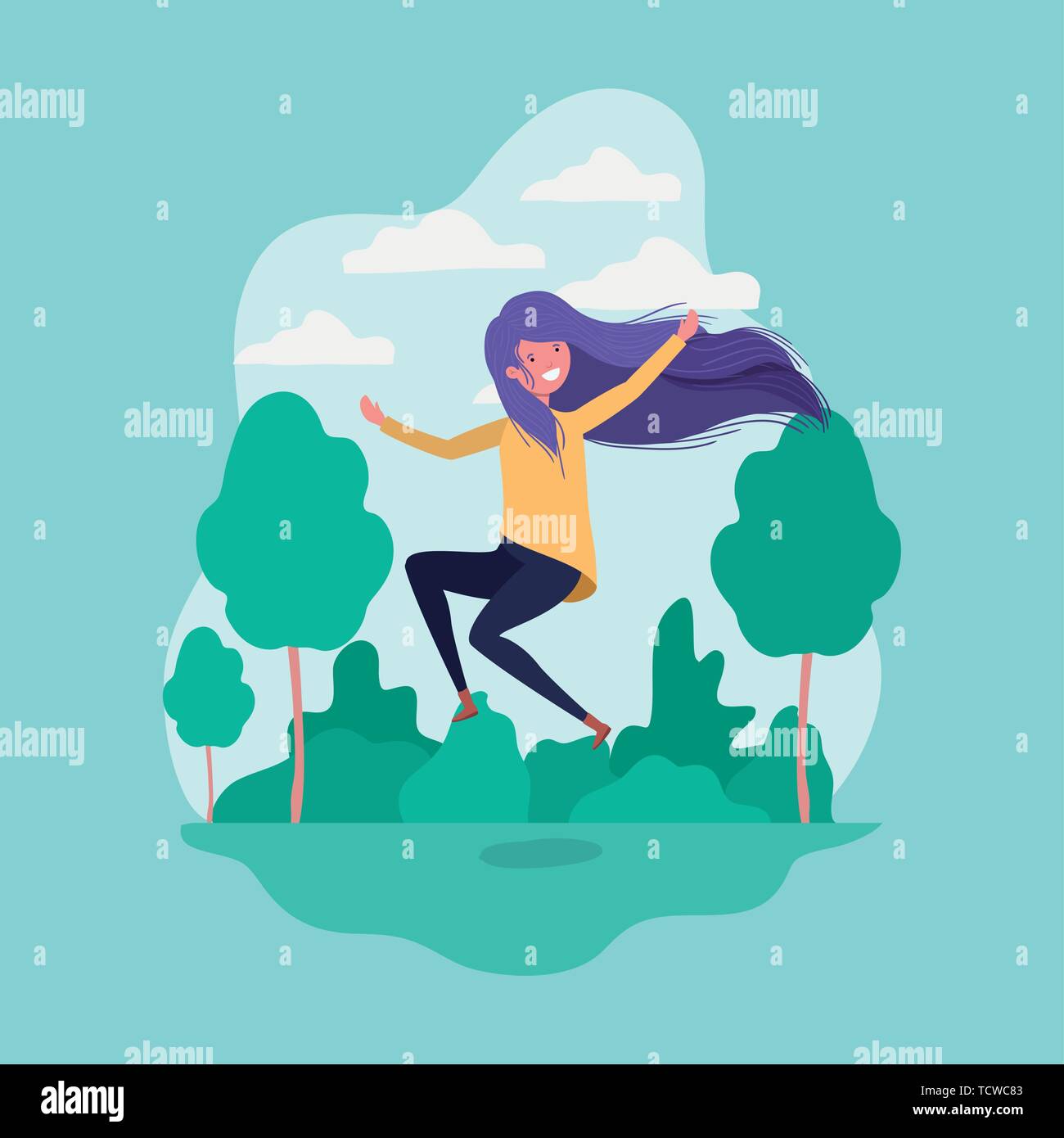 Avatar girl jumping in the park design Stock Vector Image & Art - Alamy