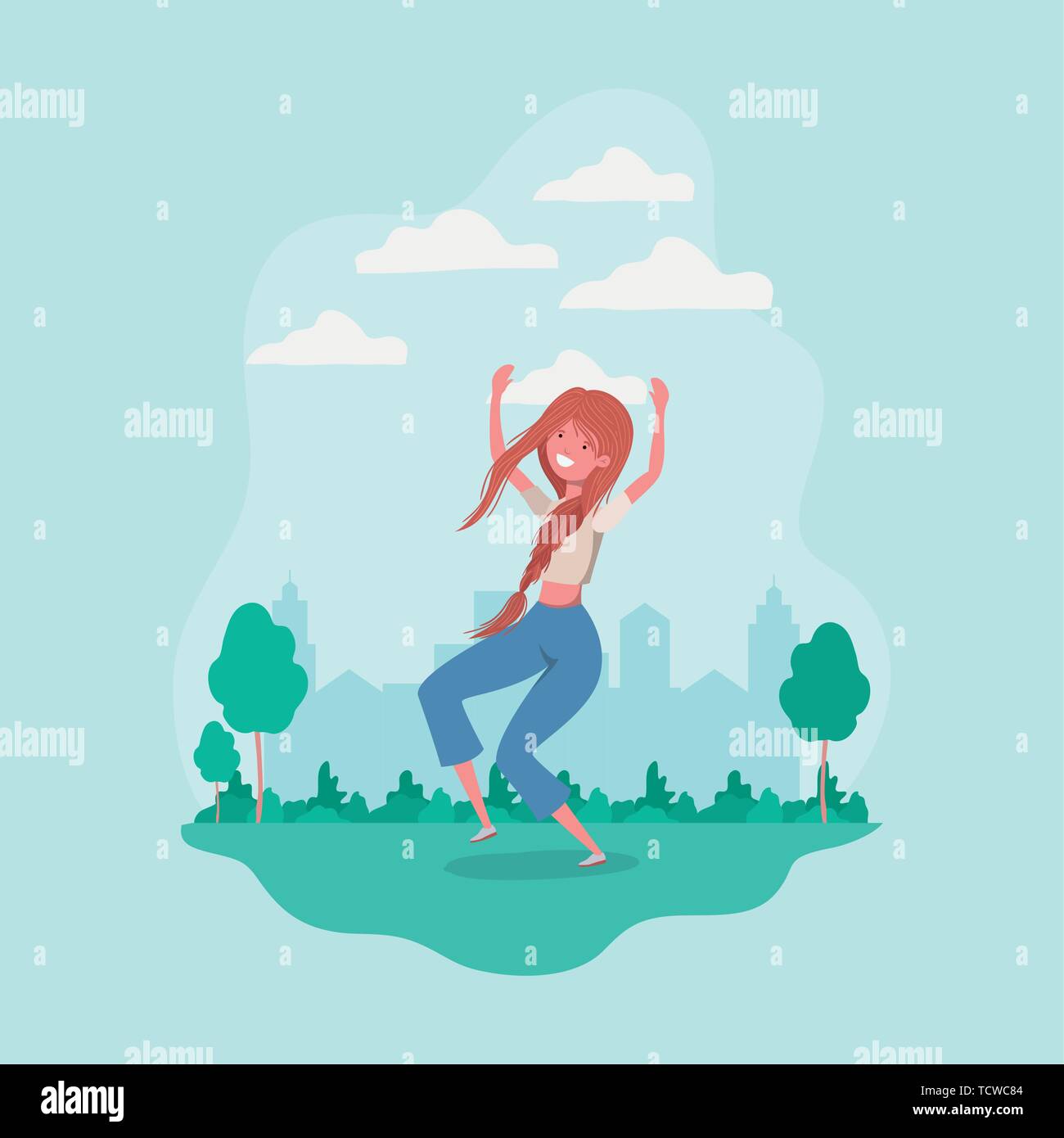 Avatar girl jumping in the park design Stock Vector Image & Art - Alamy