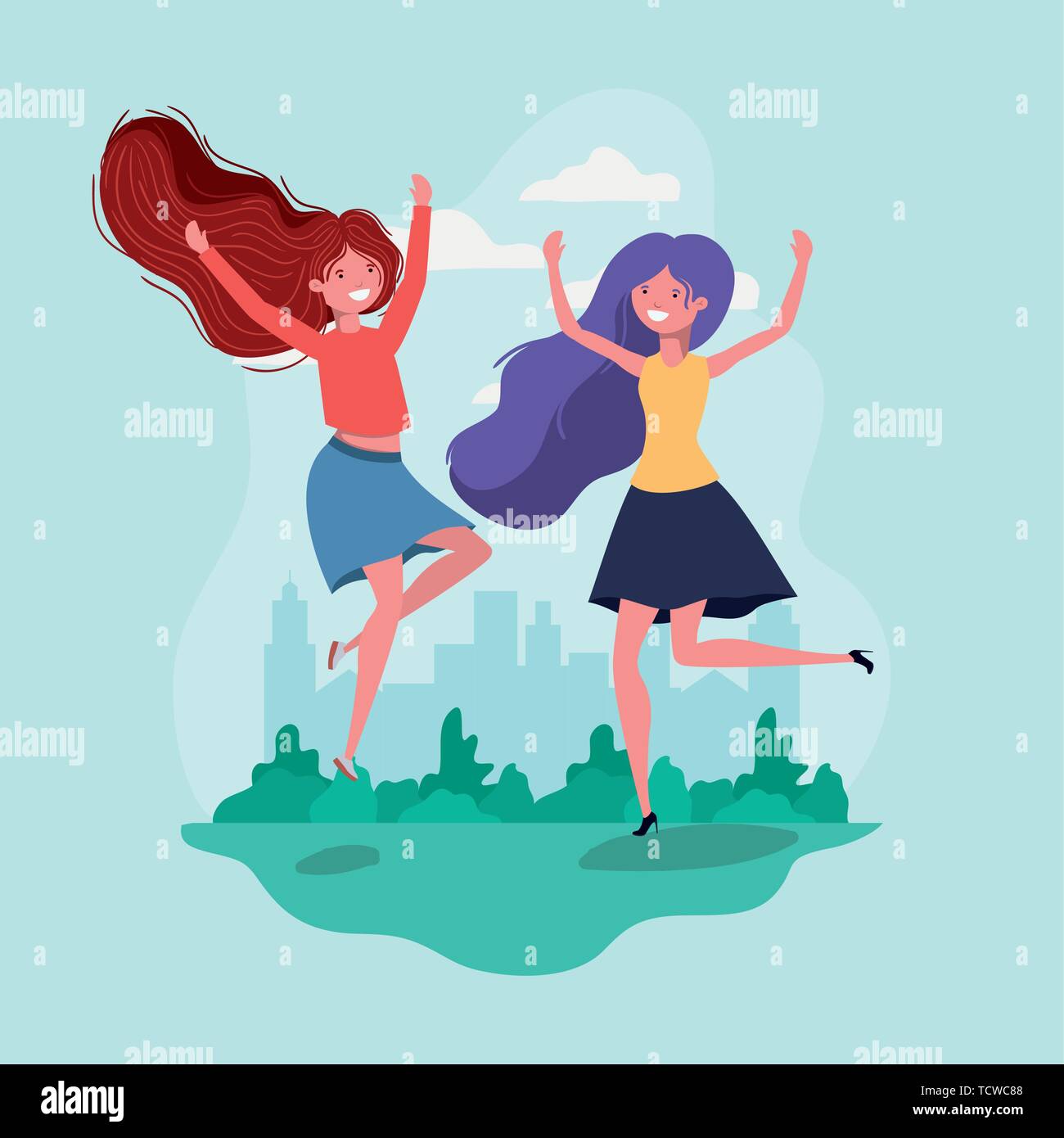 Friendship of girls cartoons design Stock Vector Image & Art - Alamy