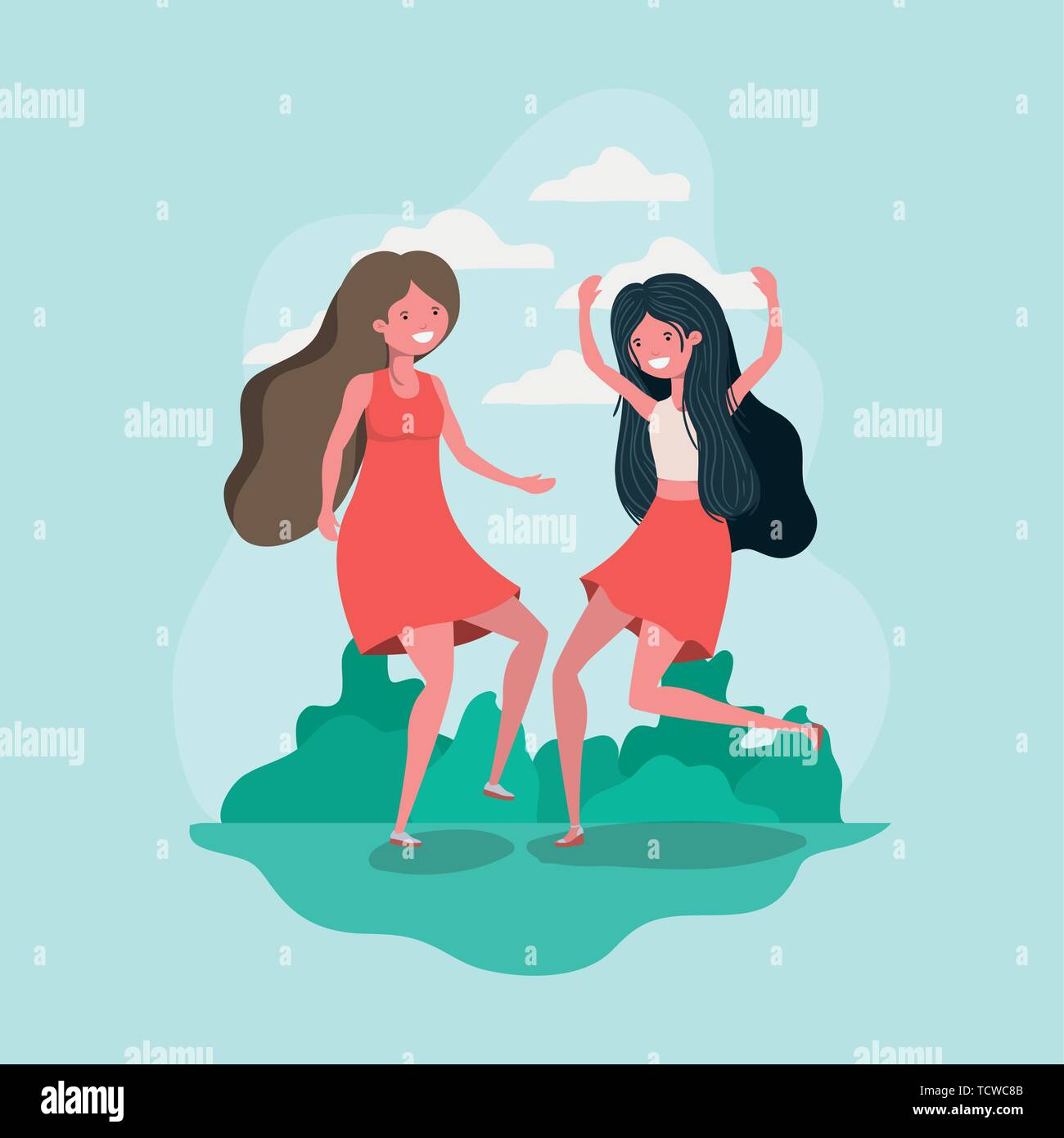 Friendship of girls cartoons design Stock Vector Image & Art - Alamy