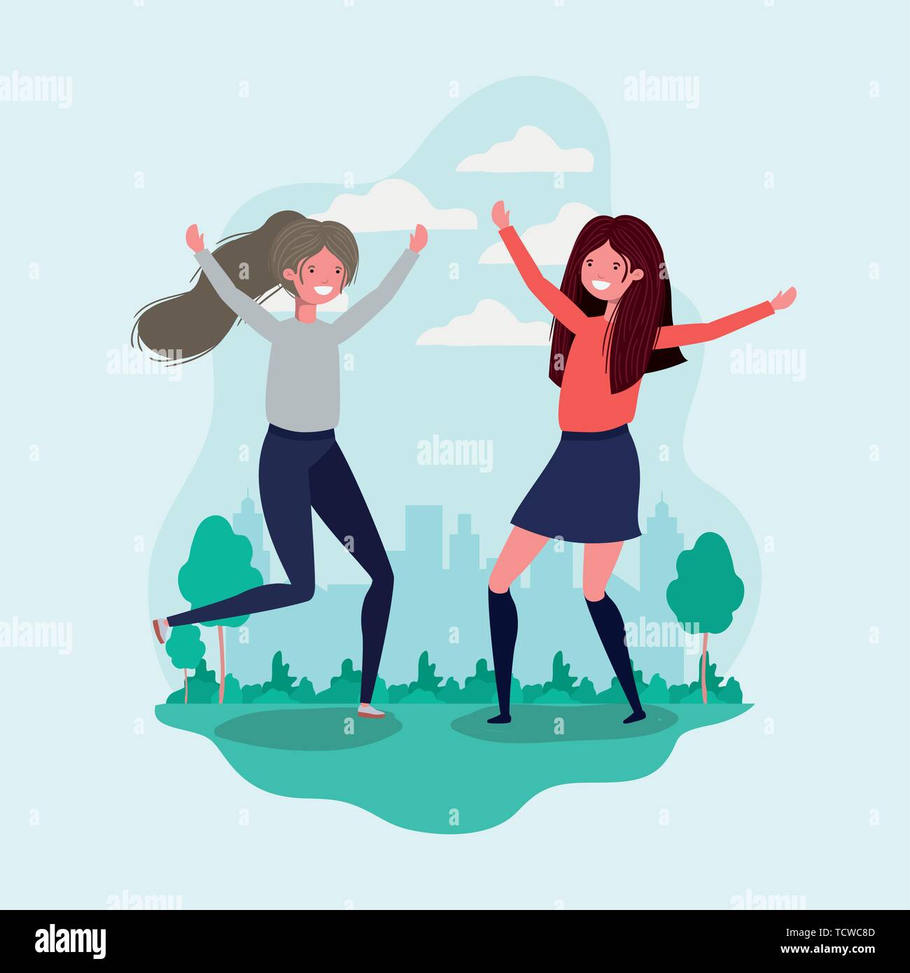 Friendship of girls cartoons design Stock Vector Image & Art - Alamy