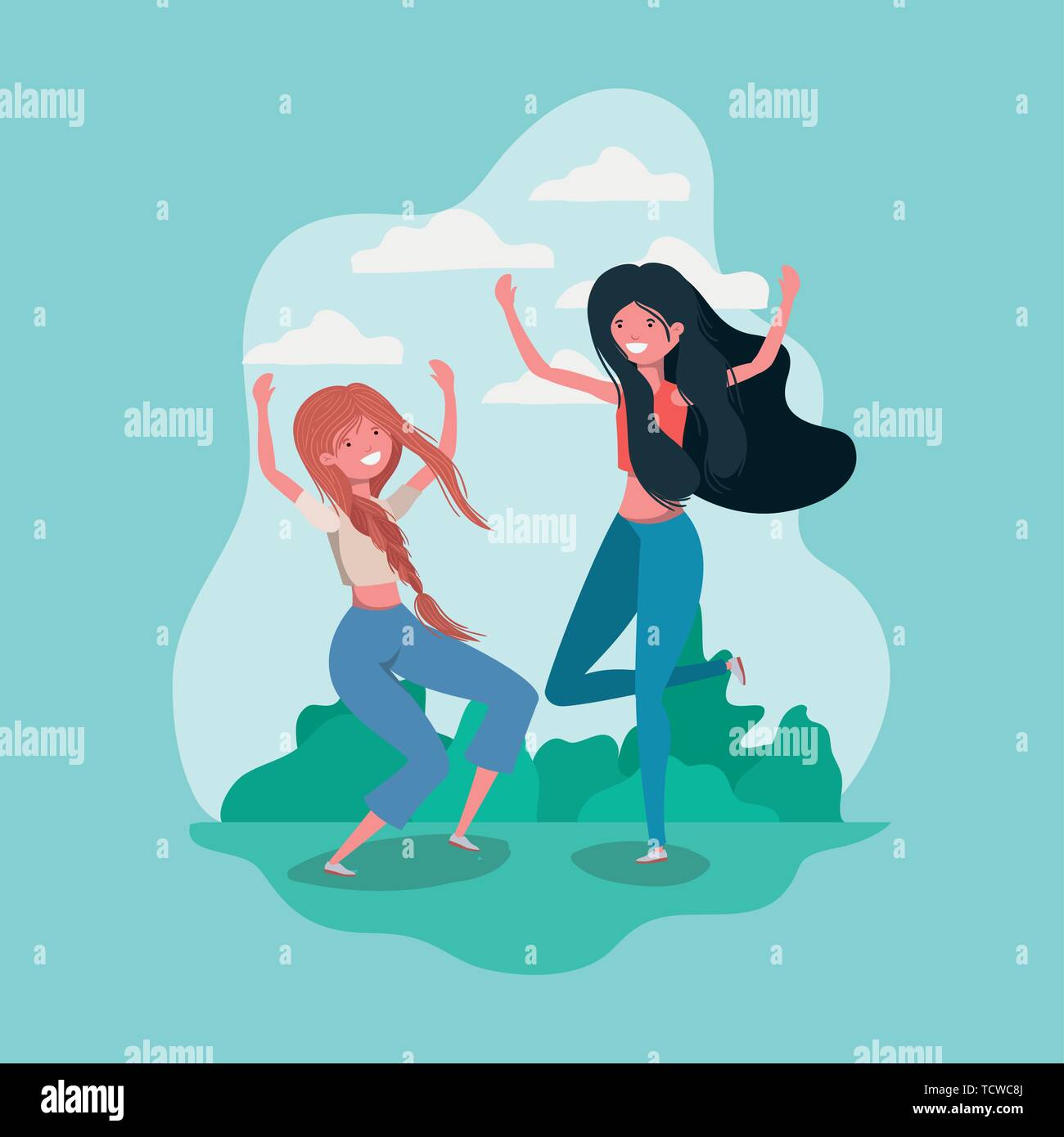 Friendship of girls cartoons design Stock Vector Image & Art - Alamy