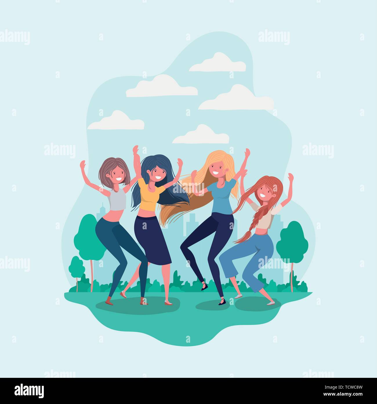 Friendship of girls cartoons design Stock Vector Image & Art - Alamy