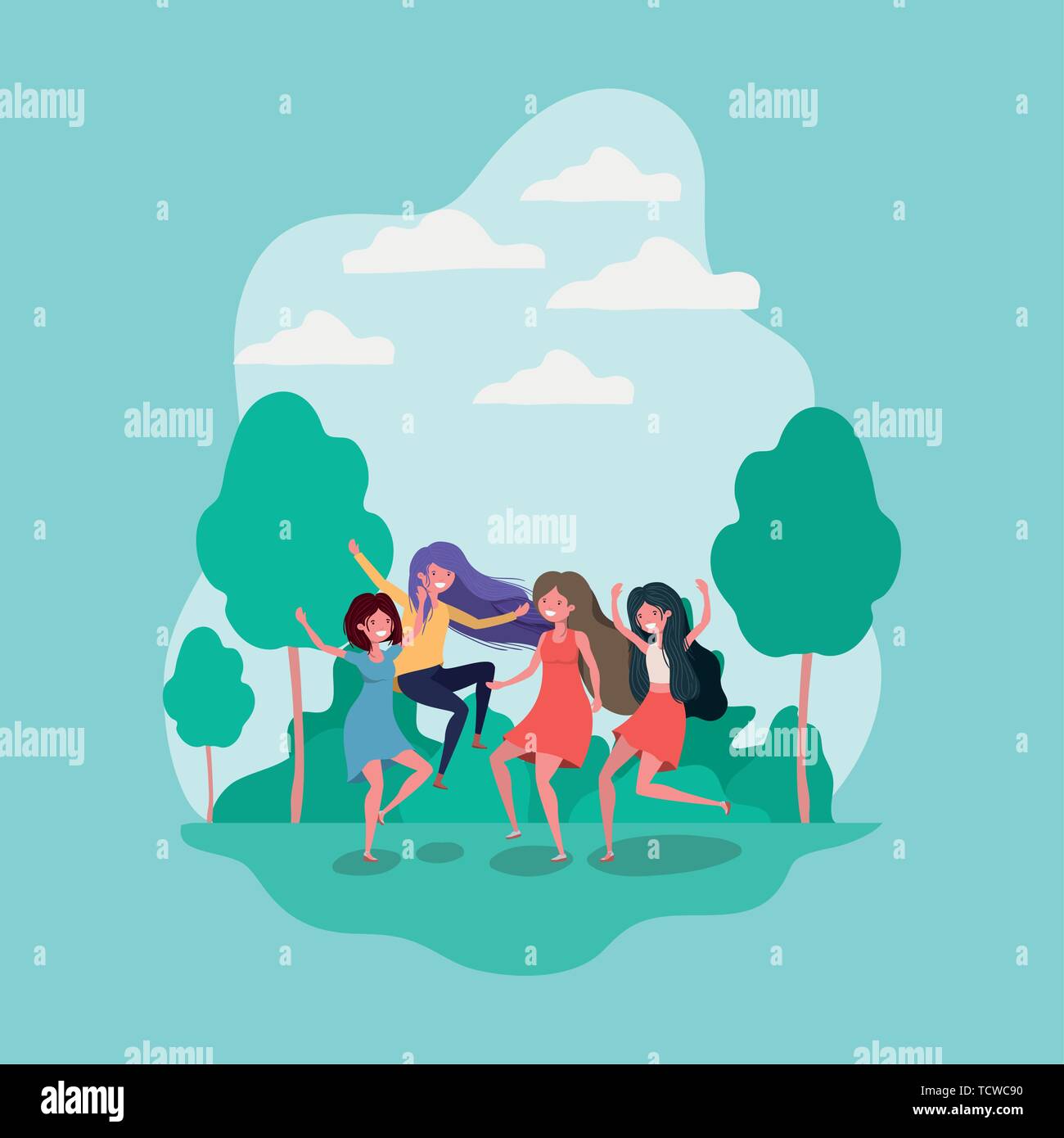 Friendship of girls cartoons design Stock Vector Image & Art - Alamy
