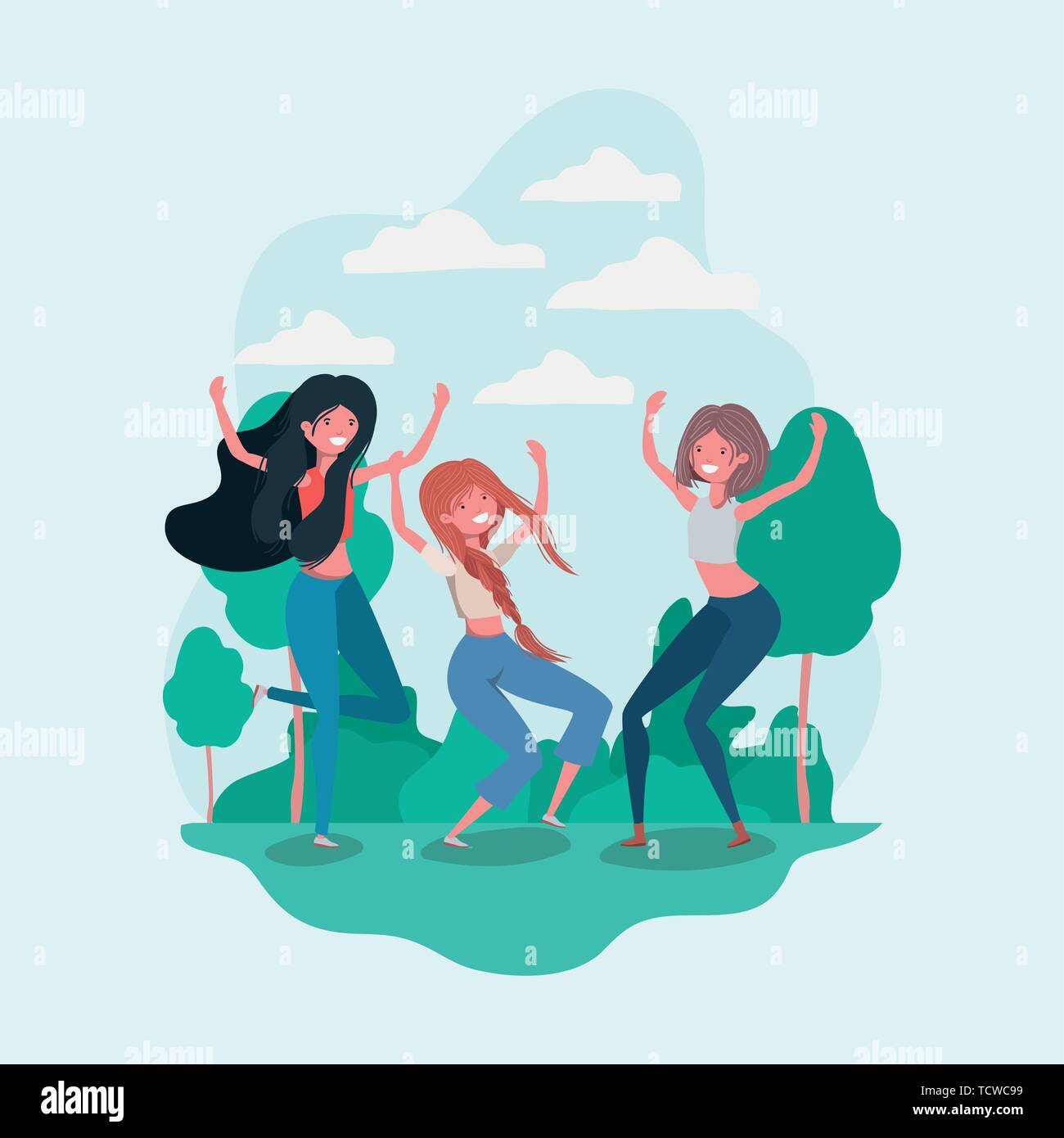 Friendship of girls cartoons design Stock Vector Image & Art - Alamy