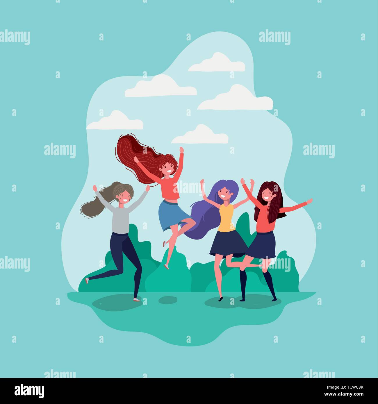 Friendship of girls cartoons design Stock Vector Image & Art - Alamy