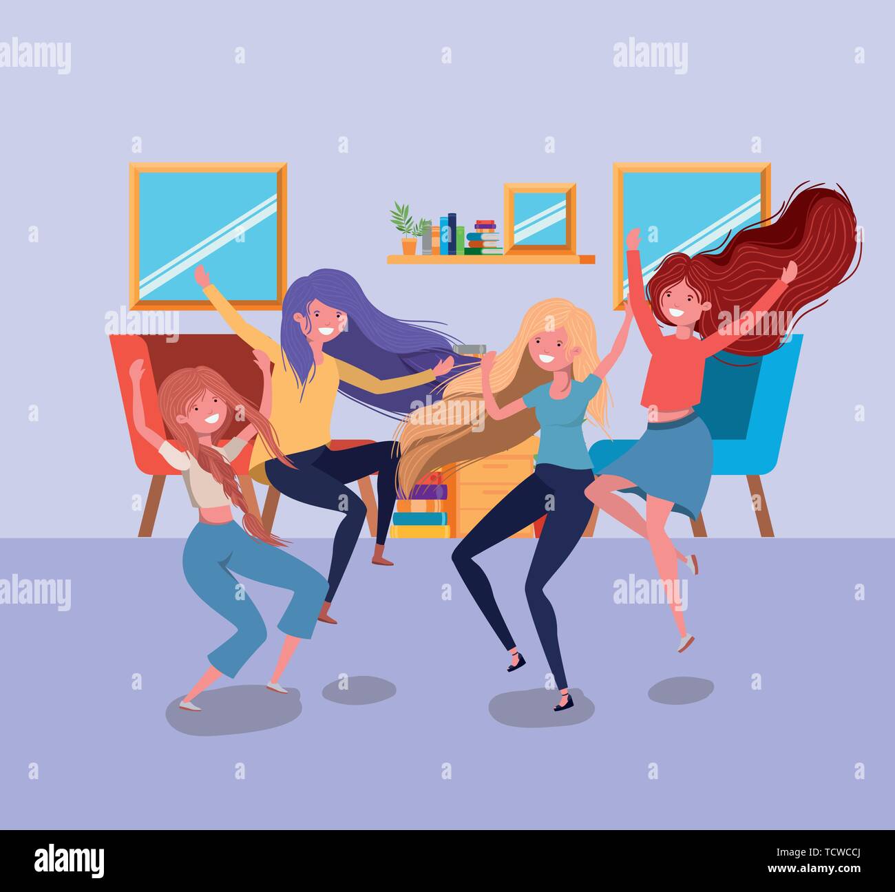 Friendship of girls cartoons design Stock Vector Image & Art - Alamy