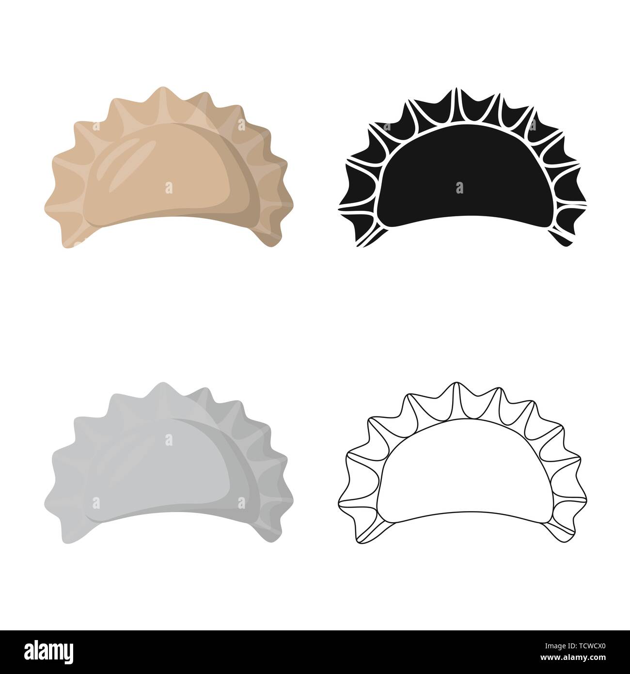 Vector design of pierogi and Russian symbol. Set of pierogi and ...