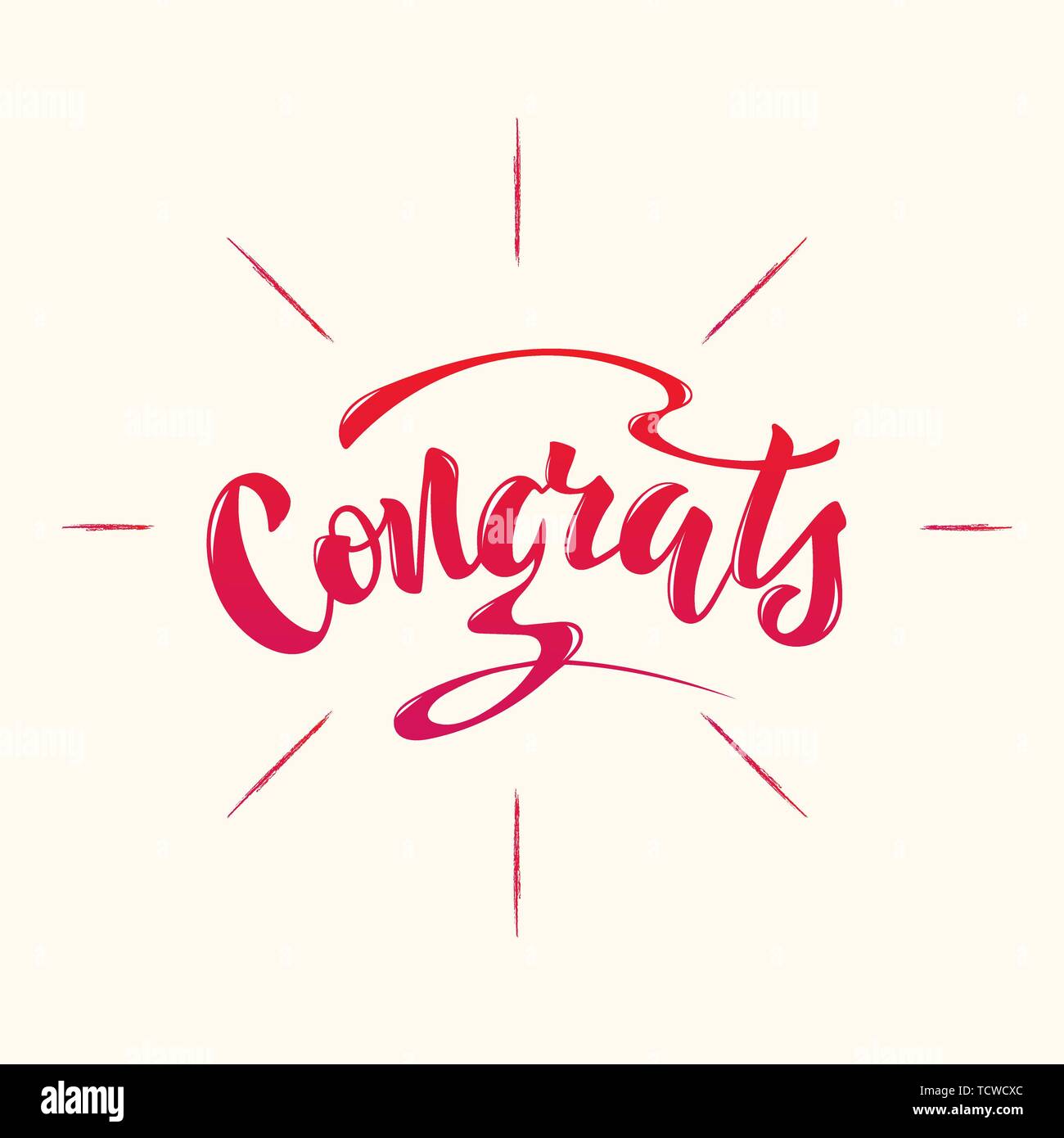 Vector illustration with handwritten phrase - Congrats. Lettering ...