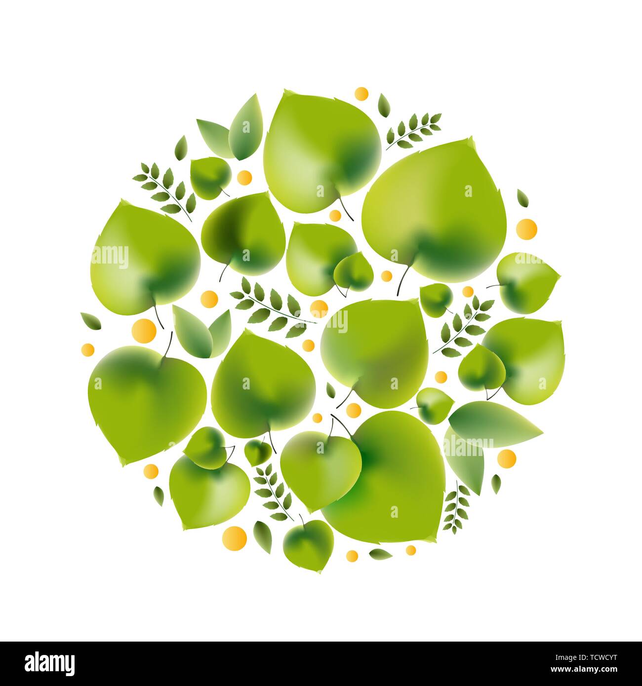 Vector illustration for environmental theme - eco style. Green leaves ...