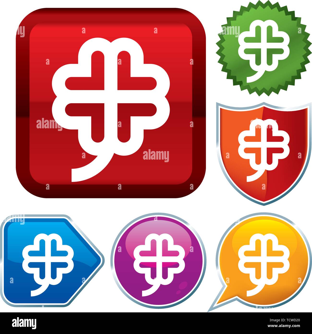 Vector illustration. Set shiny icon series on buttons. Luck Stock ...