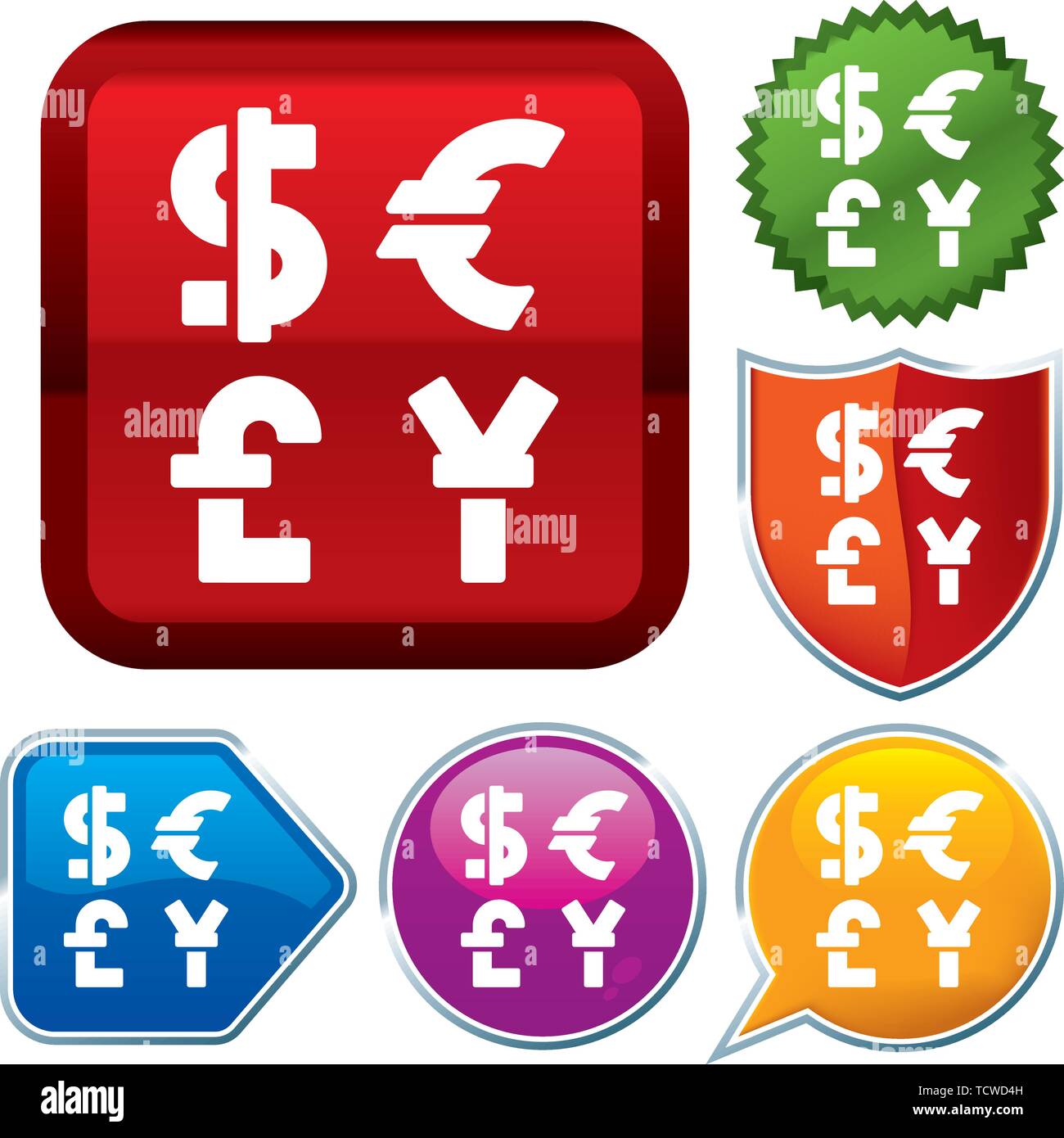 Vector illustration. Set shiny icon series on buttons. Money Stock ...