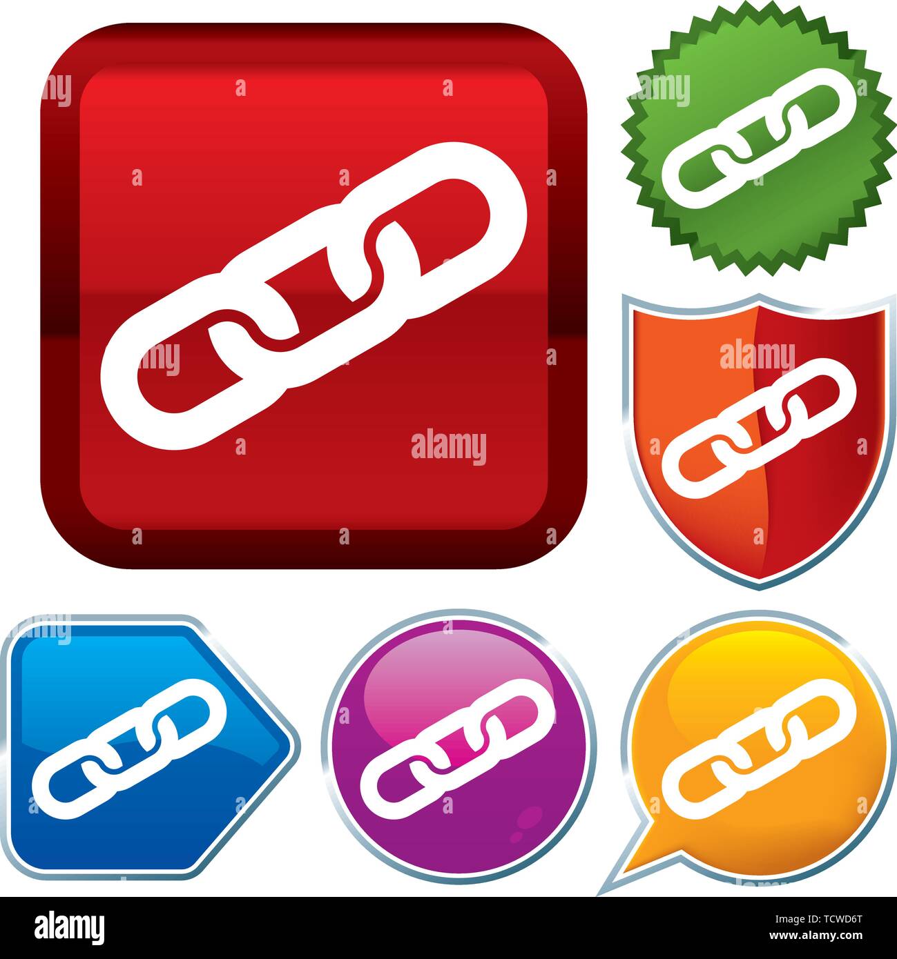 Vector illustration. Set shiny icon series on buttons. Net link Stock ...