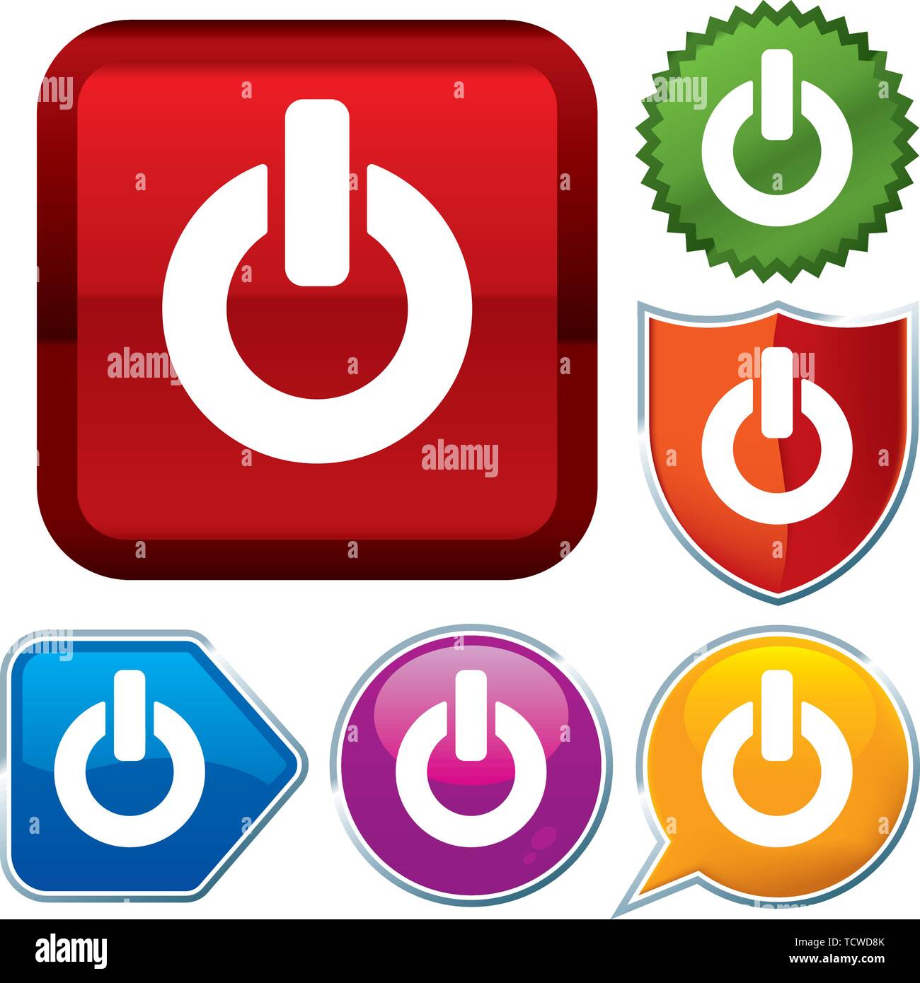 Vector illustration. Set shiny icon series on buttons. On off Stock ...