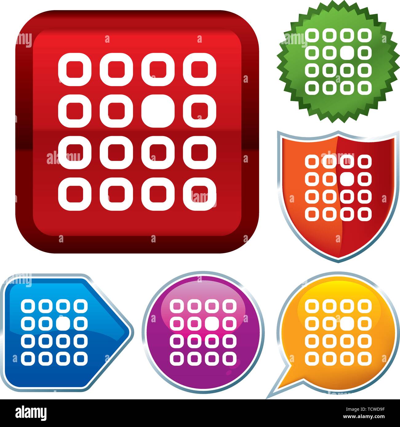 Vector illustration. Set shiny icon series on buttons. Option Stock ...