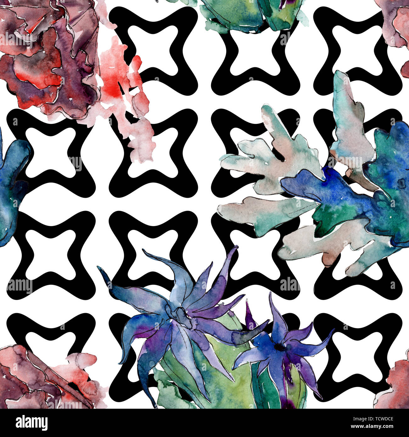 Colorful aquatic underwater nature coral reef. Watercolor illustration ...