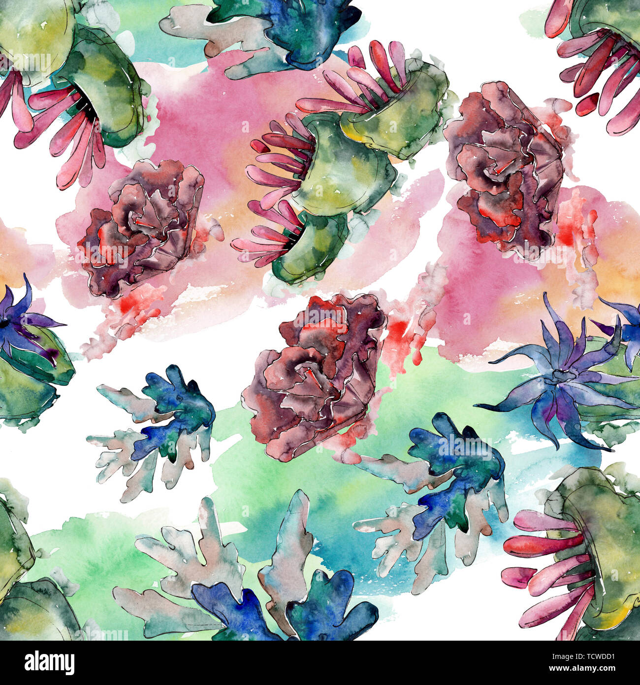 Colorful aquatic underwater nature coral reef. Watercolor illustration ...