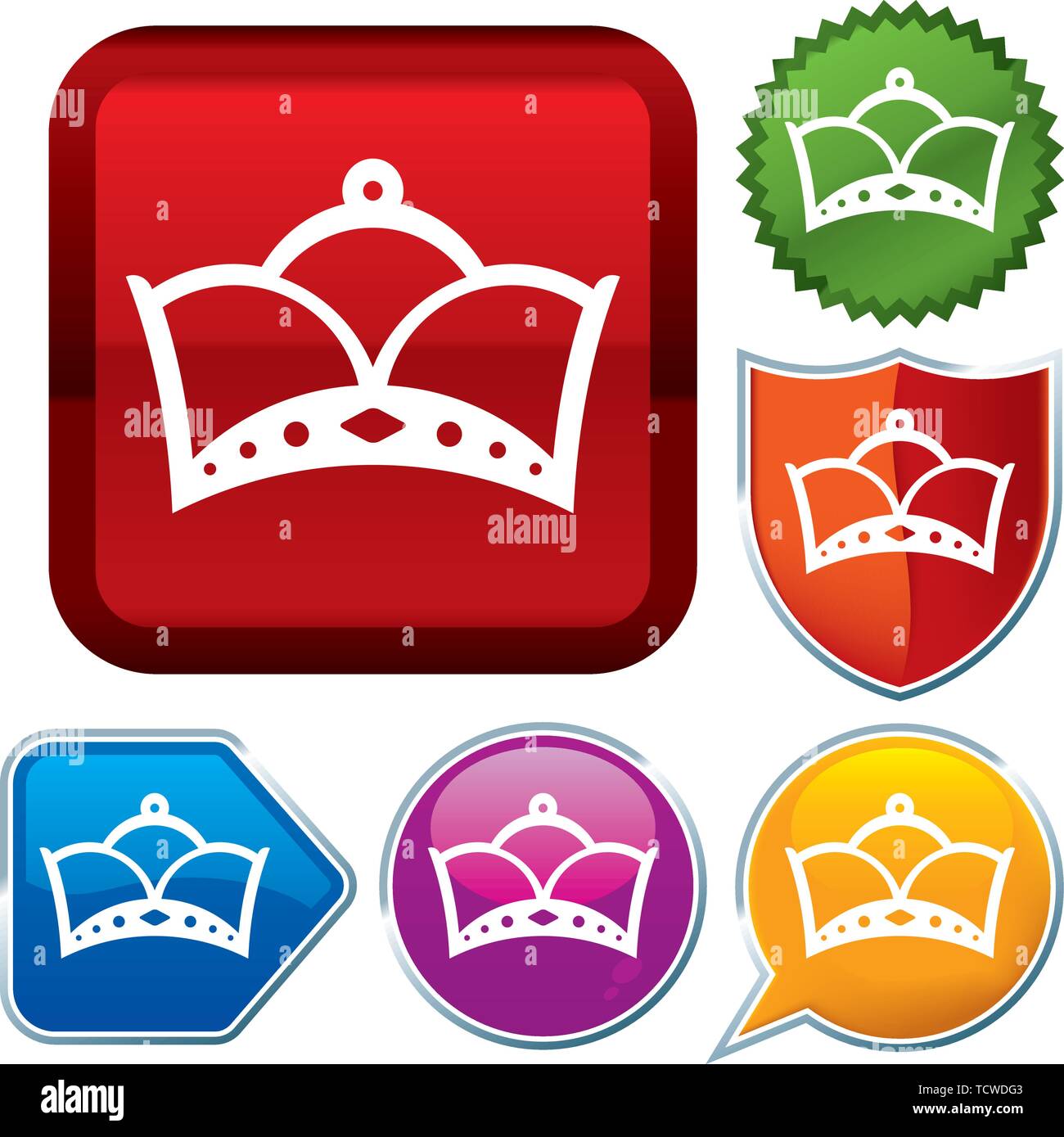 Vector illustration. Set shiny icon series on buttons. Queen Stock ...