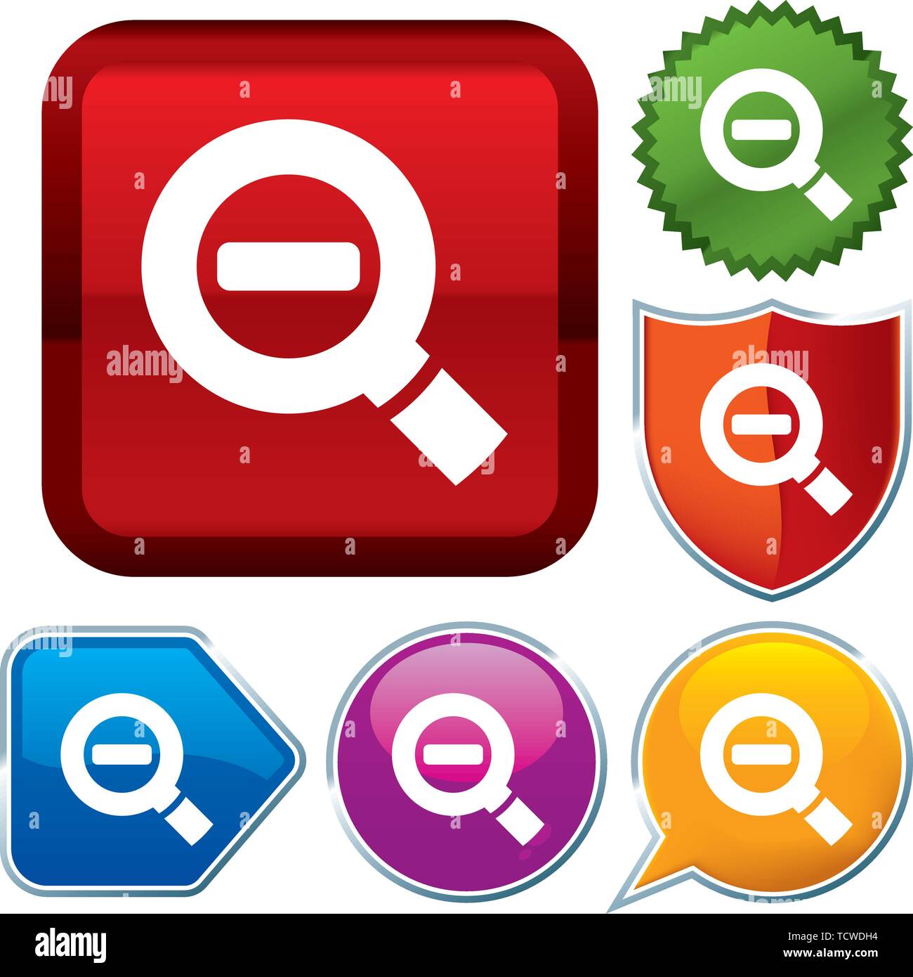 Vector illustration. Set shiny icon series on buttons. Reduce Stock ...