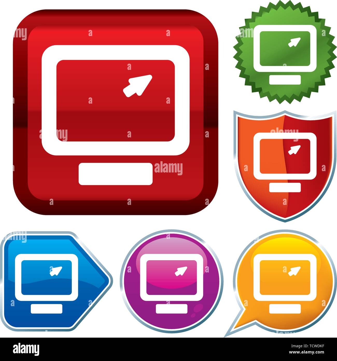 Vector illustration. Set shiny icon series on buttons. Screen Stock ...