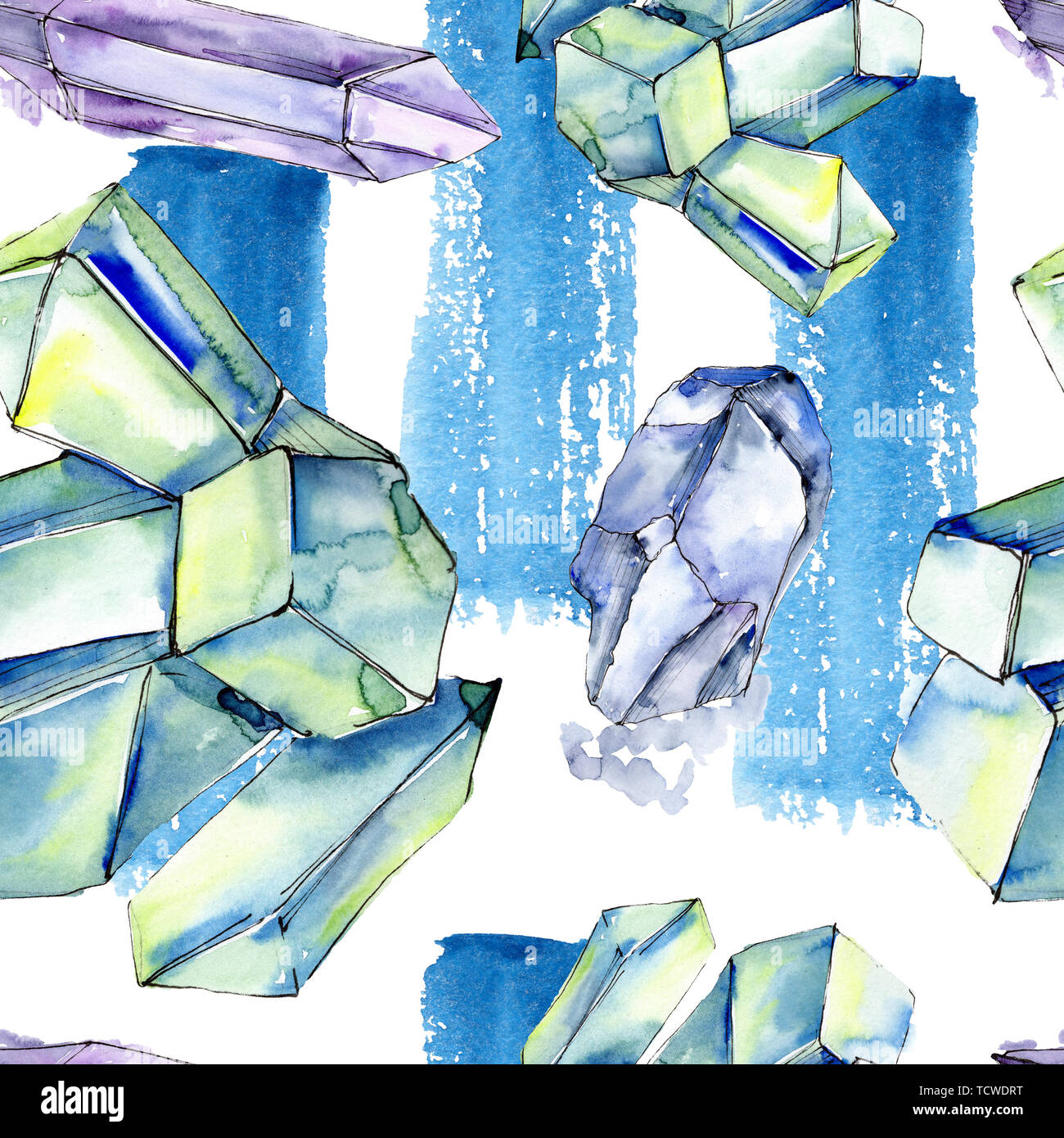 Colorful diamond rock jewelry minerals. Watercolor background ...