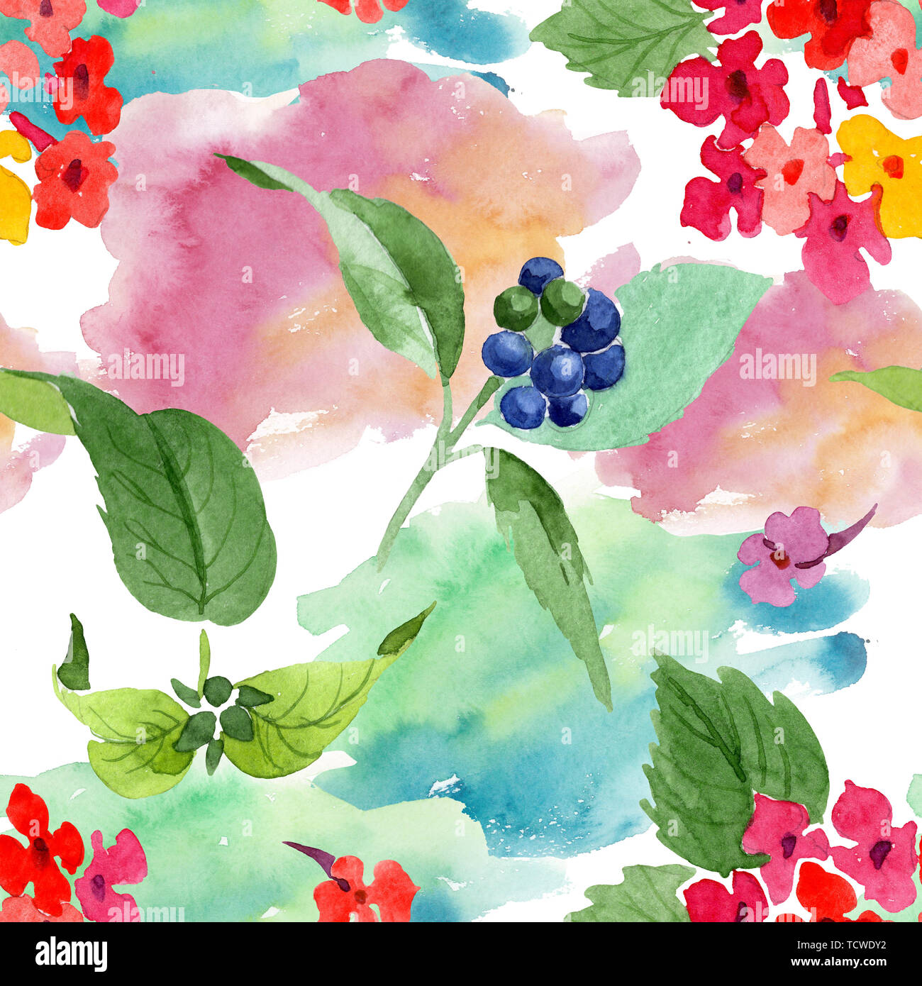 Red lantana floral botanical flowers. Wild spring leaf wildflower ...