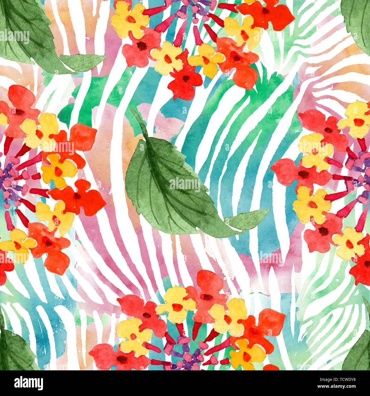 Red lantana floral botanical flowers. Wild spring leaf wildflower ...