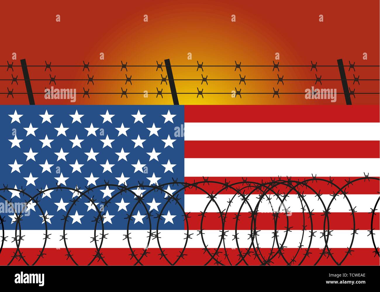 American flag barbed wire Stock Vector Images - Alamy