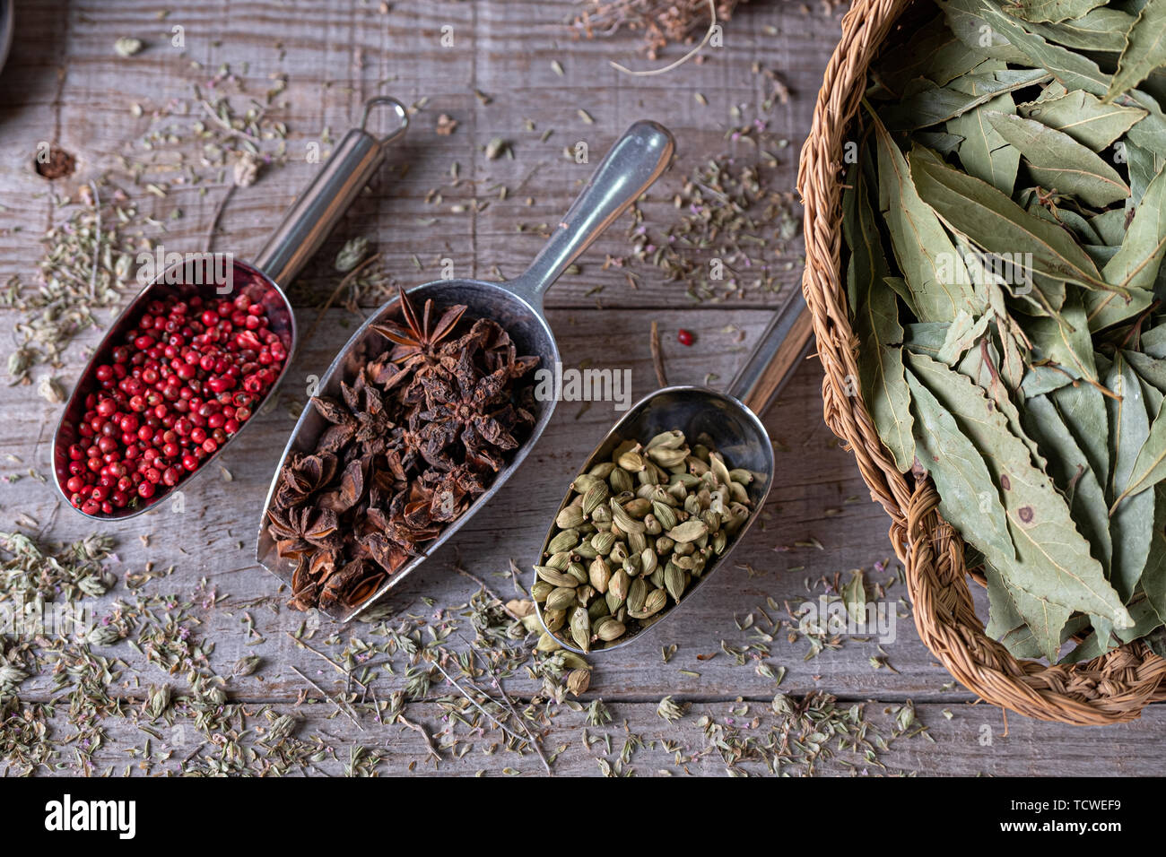 different spices of exotic colors seen from above Stock Photo - Alamy