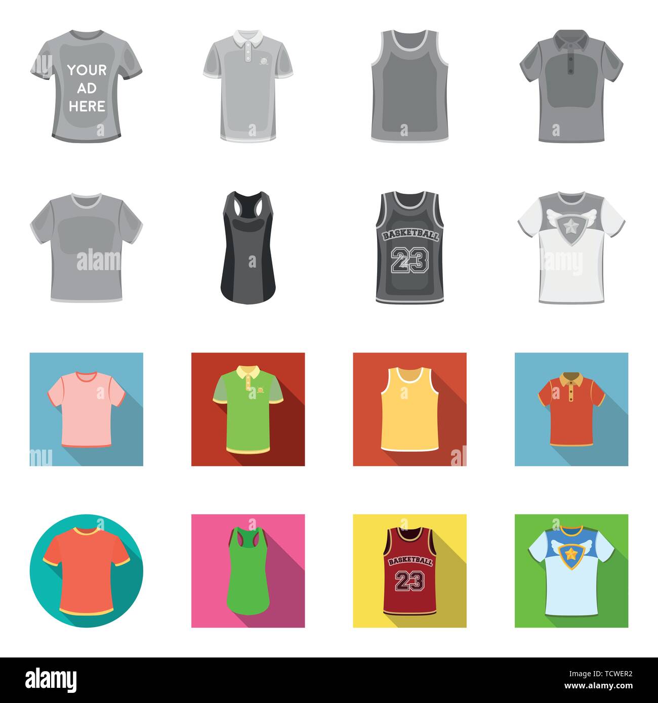 Isolated object of clothes and wear symbol. Collection of clothes and ...